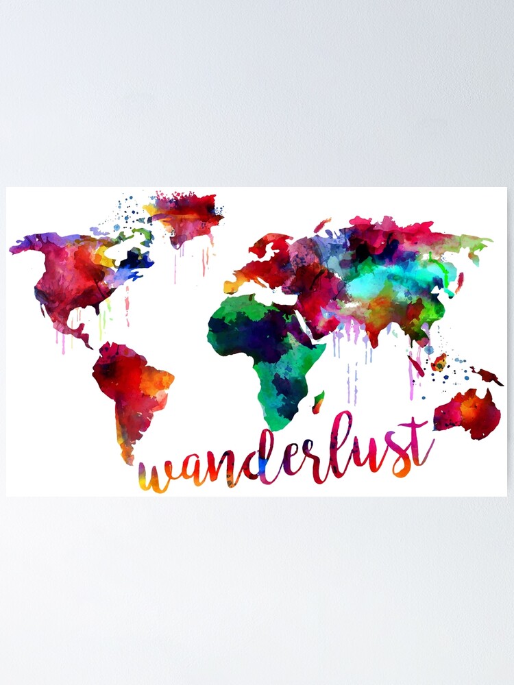 "Watercolor Wanderlust World Map " Poster for Sale by WishingInkwell ...