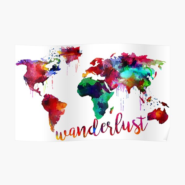 "Watercolor Wanderlust World Map " Poster for Sale by WishingInkwell ...