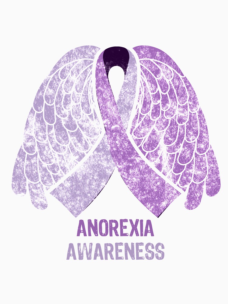 "Anorexia Awareness Purple Wings Ribbon Vintage" T-shirt by ...
