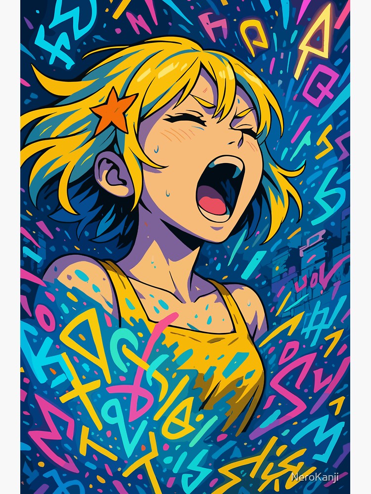 "Neon Scream – Explosive Anime Girl Expression" Sticker for Sale by ...
