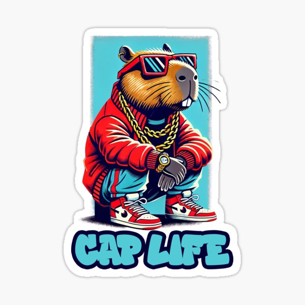 "Capy Drip Supreme Cap Life Capybara" Sticker for Sale by Tiki2 | Redbubble