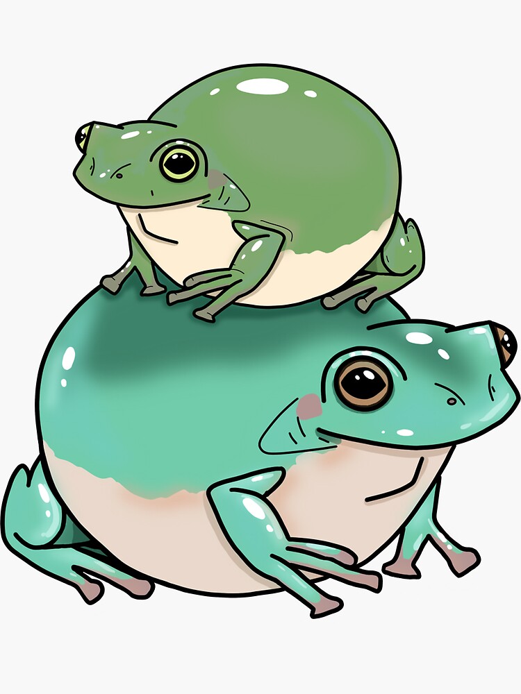 "Chunky Green and Teal Dumpy Tree Frog" Sticker for Sale by ...