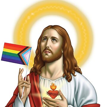 "Jesus with Progress LGBTQ+ Pride Flag | Inclusive Sacred Heart Art ...