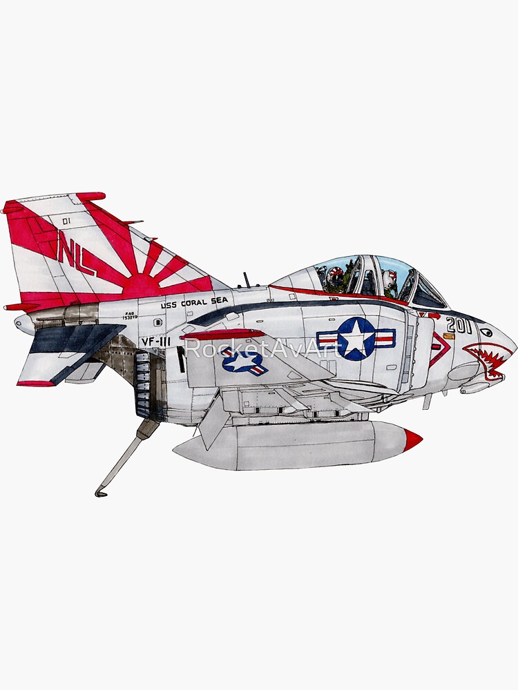 "F-4B Phantom II cartoon" Sticker for Sale by RocketAvArt | Redbubble