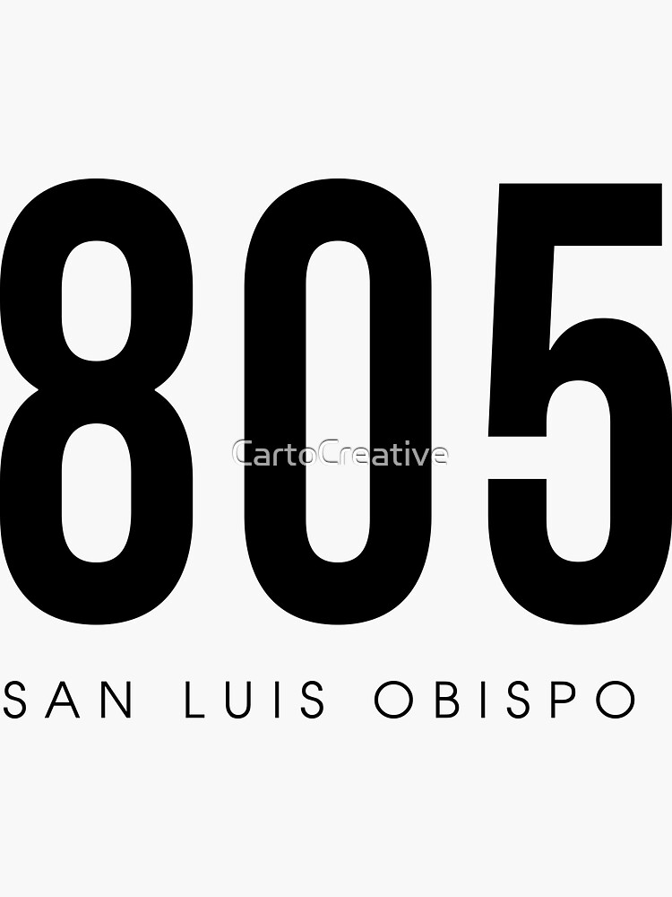 "San Luis Obispo, CA - 805 Area Code design" Sticker for Sale by ...