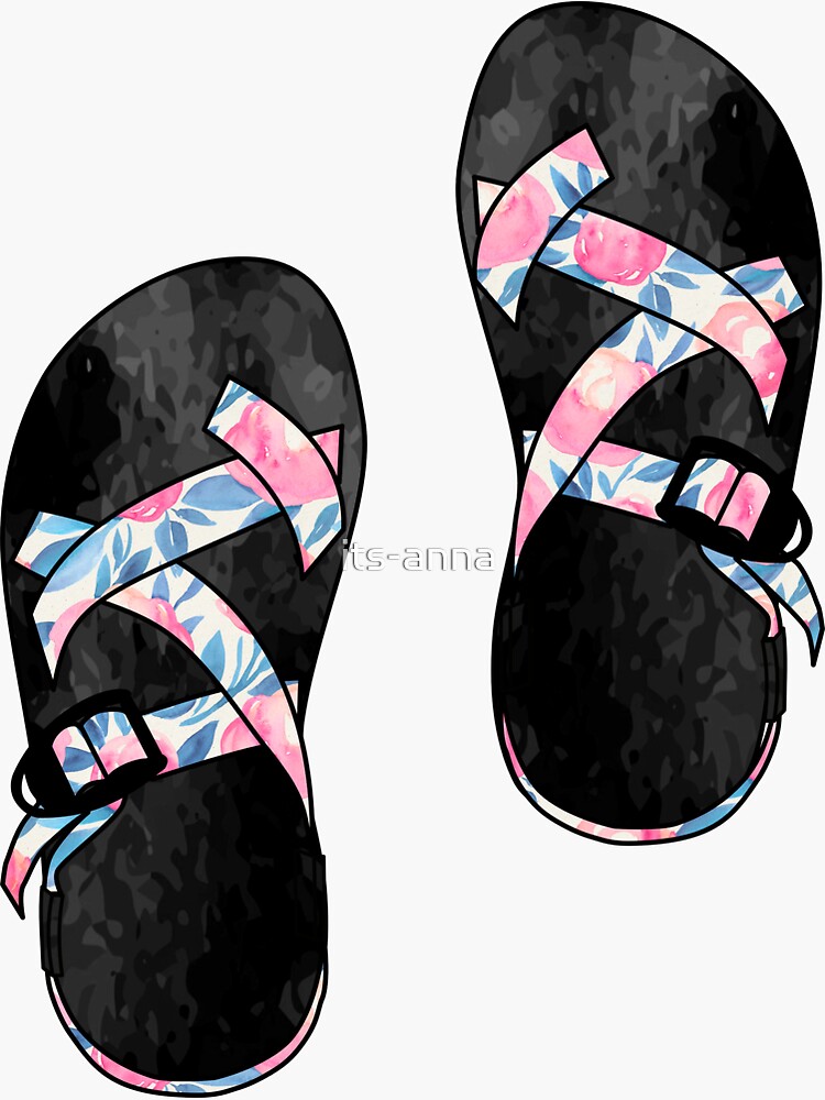 "Pink Floral Chacos" Sticker for Sale by its-anna | Redbubble
