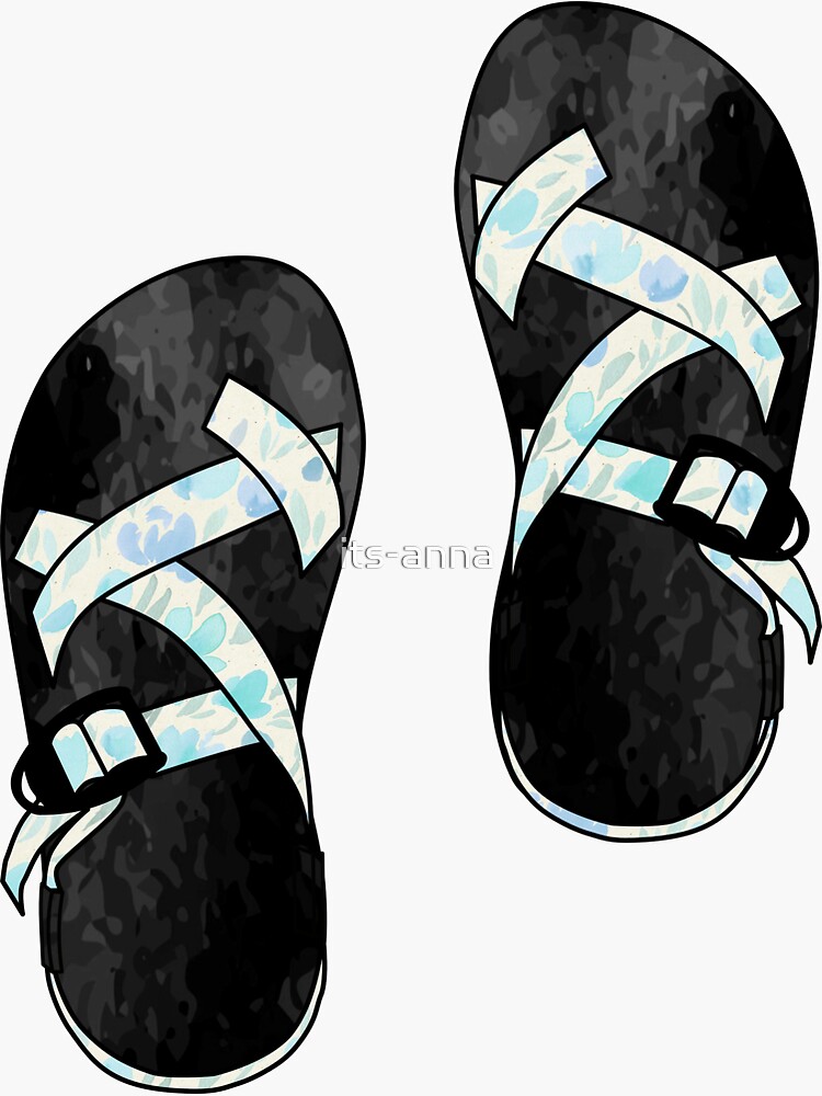 "Blue Floral Chacos" Sticker for Sale by its-anna | Redbubble