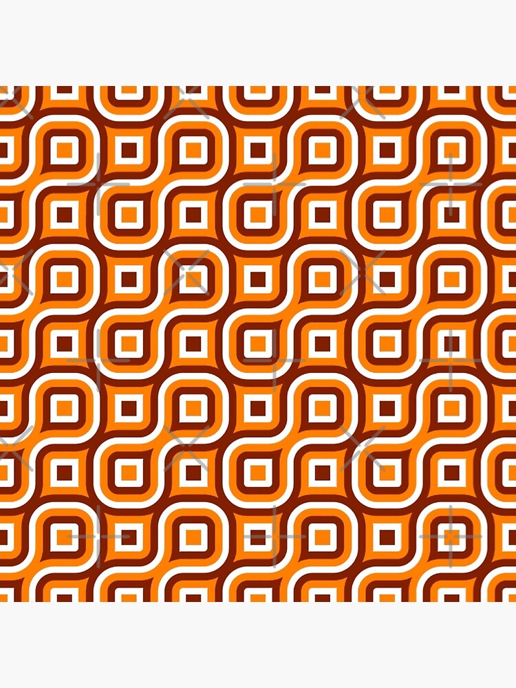 "Groovy Retro 1960’s Orange, Brown and White Geometric Pattern" Poster ...