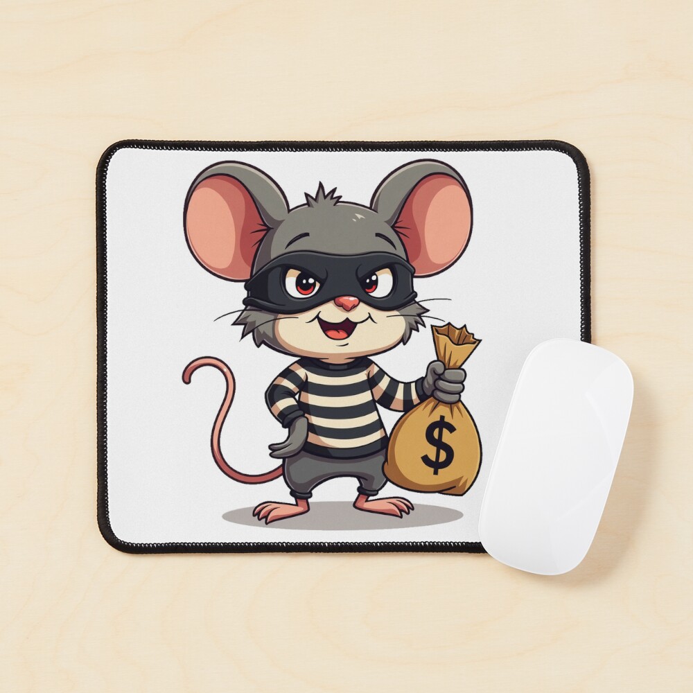 "Bank Robber Mouse – Funny Cartoon Thief Mouse Illustration" Sticker ...