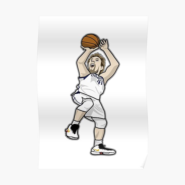 "Dirk Nowitzki Cartoon Style" Poster by rayd3rd | Redbubble