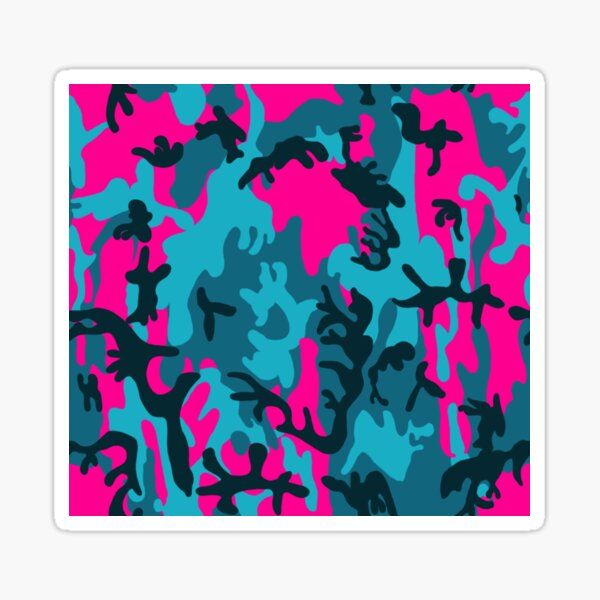 "Pink and Teal Camo" Sticker by ERegularArts | Redbubble
