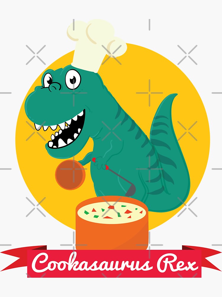 "Cookasaurus - Chef T-Rex Tyrannosaurus Rex Dinosaur" Sticker for Sale ...