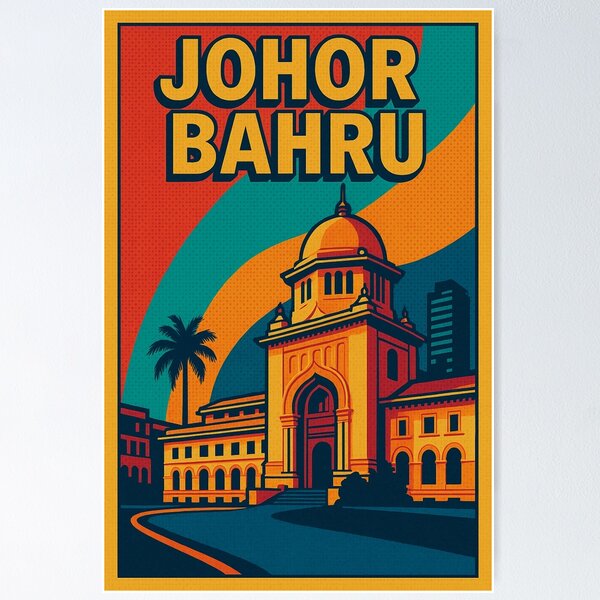 "Colorful Johor Bahru Travel Poster | Retro Pop Art Cityscape ...