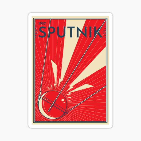 "Sputnik 1957. Comic retro poster (Pop)" Sticker for Sale by BGALAXY ...