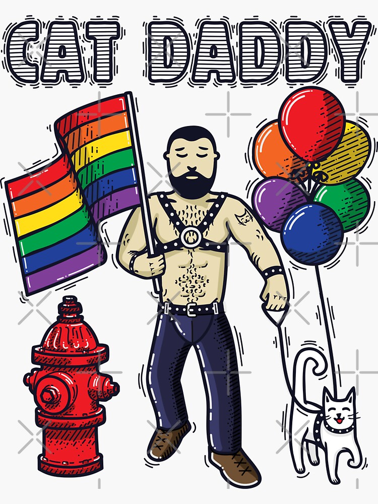 "Cat Daddy: Pride" Sticker for Sale by beardsandcats | Redbubble