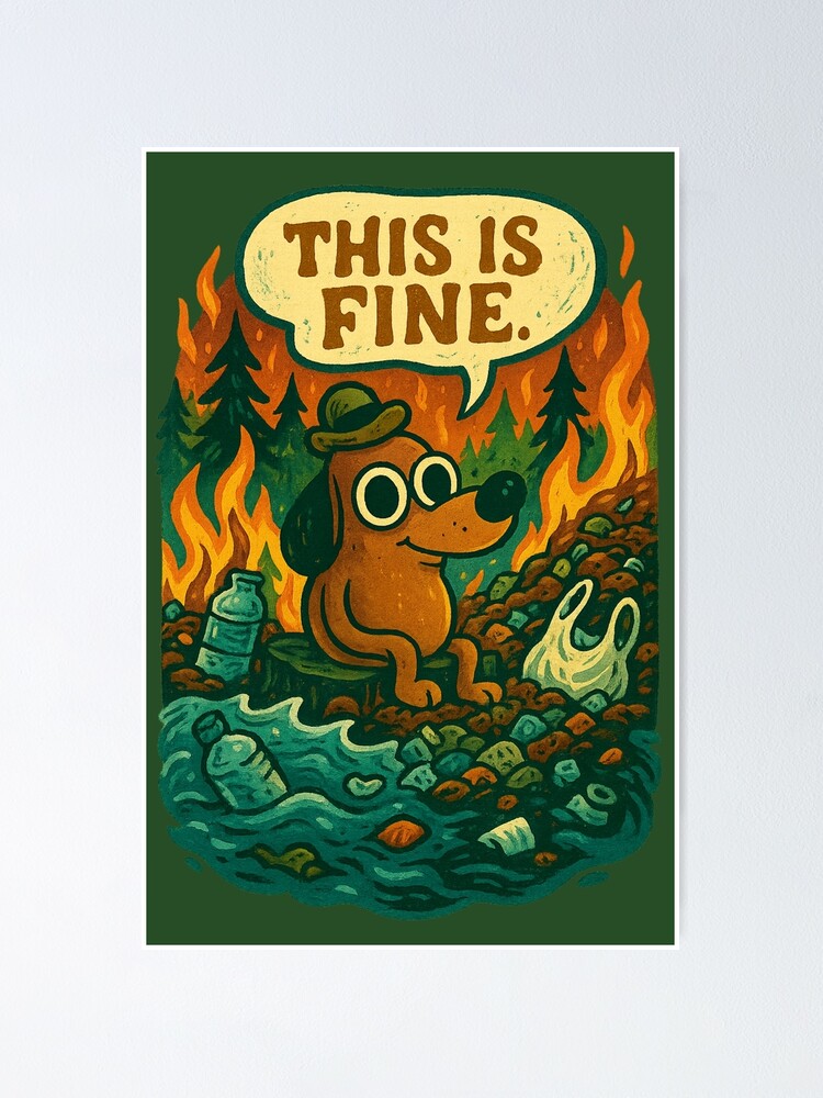 "This Is Fine - Environmental Chaos Dog Meme with Pollution and ...