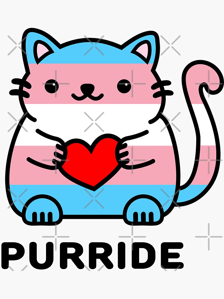 "Purride Transgender Pride Flag Kitty" Sticker for Sale by ilexdesigns ...
