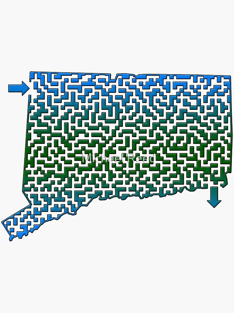 "Connecticut State Outline Maze & Labyrinth" Sticker for Sale by gorff ...