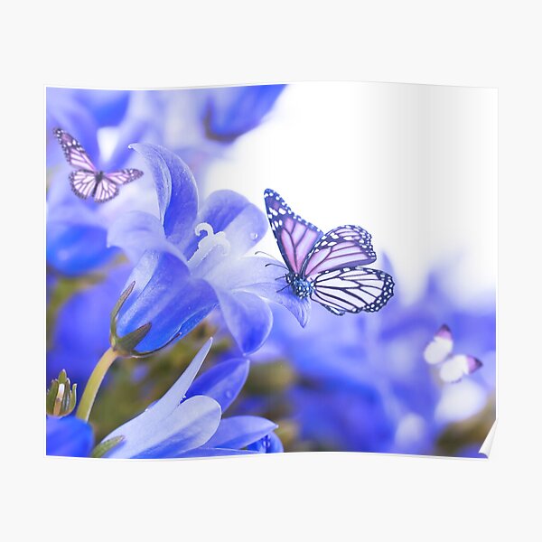 "Pretty Blue Floral Merchandise" Poster for Sale by cindyfordyce ...