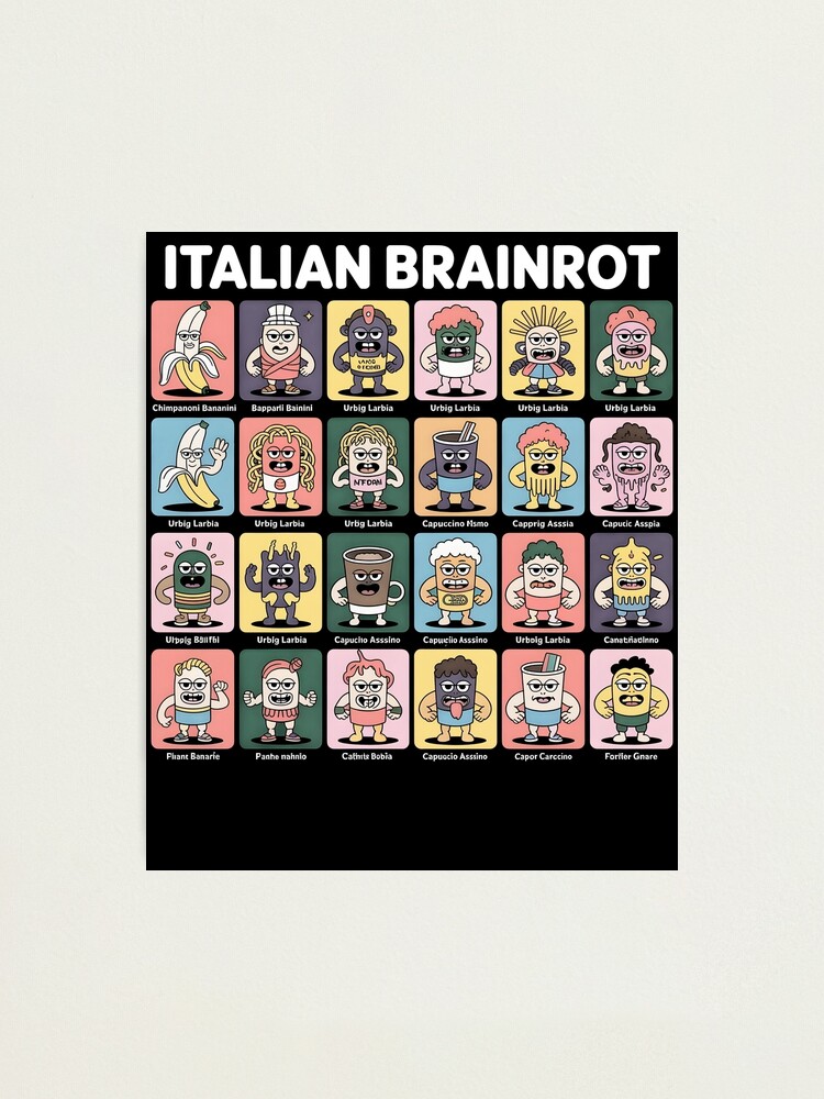"Funny Italian Brainrot Meme Characters Design Cute Cartoon Mashup ...