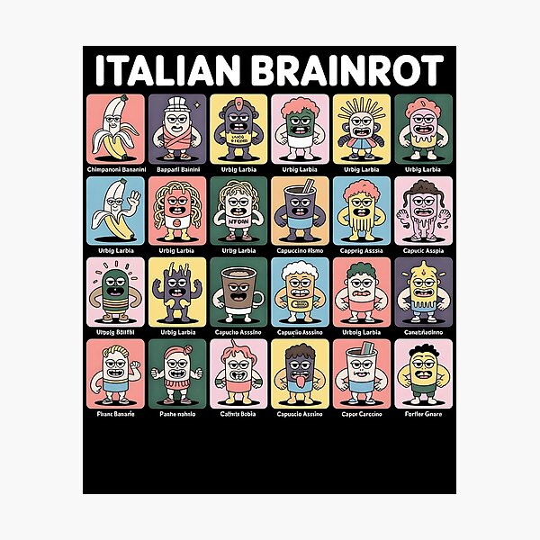 "Funny Italian Brainrot Meme Characters Design Cute Cartoon Mashup ...