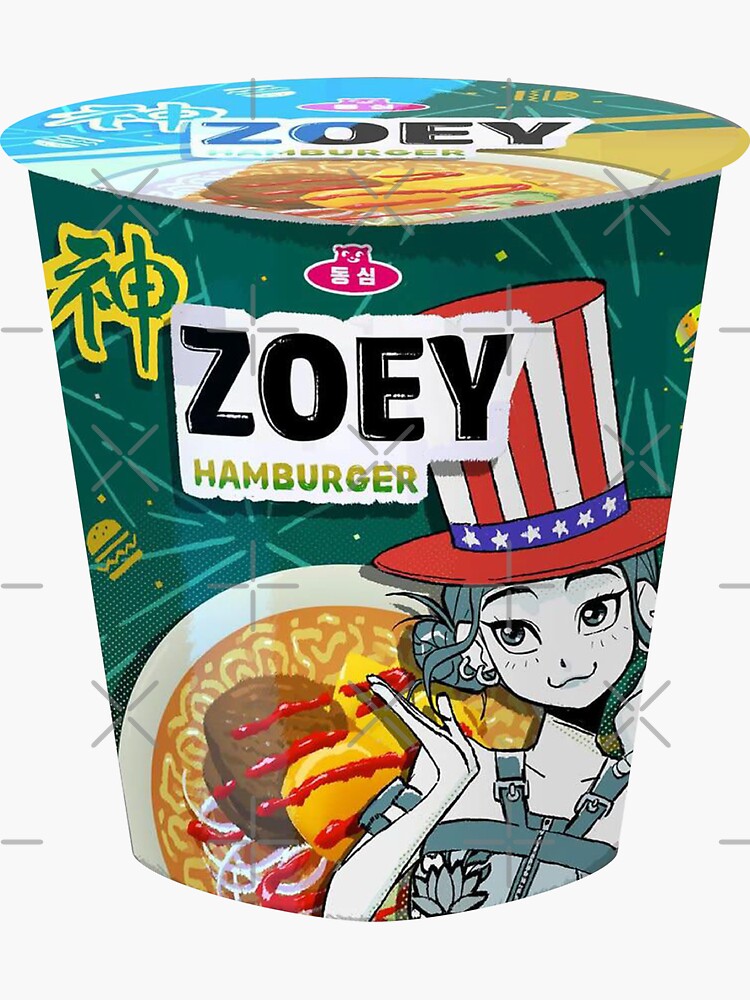"ZOEY Hamburger Ramyeon / Ramen | HUNTRIX KPop Demon Hunters" Sticker for Sale by kizographer ...