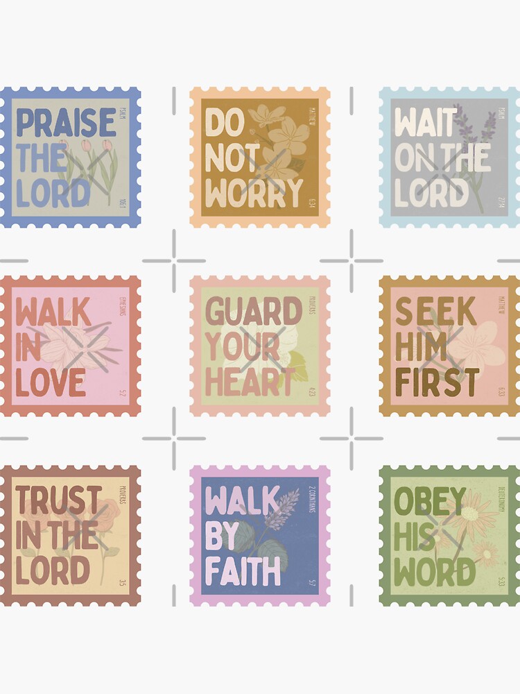 "Bible Verse Postage Stamp Complete Set v2.0" Sticker for Sale by ...