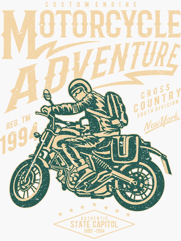"MOTORCYCLE ADVENTURE" Sticker for Sale by Super3 | Redbubble