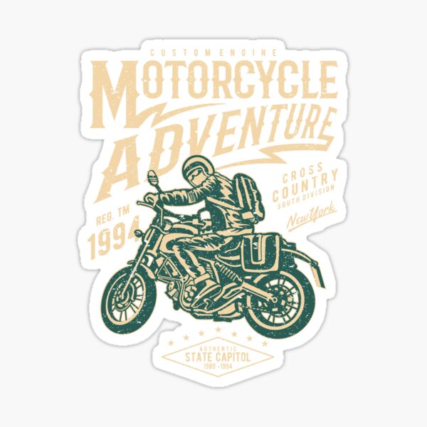 "MOTORCYCLE ADVENTURE" Sticker for Sale by Super3 | Redbubble