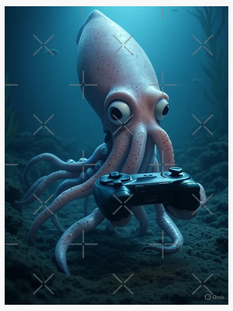 "Squid Playing Video Games" Sticker for Sale by INEEDBABYPOWDER | Redbubble