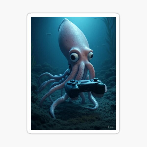 "Squid Playing Video Games" Sticker for Sale by INEEDBABYPOWDER | Redbubble