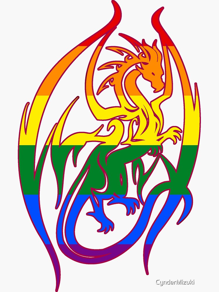 "Gay Pride Dragon Silhouette Ver. 1" Sticker by CynderMizuki | Redbubble