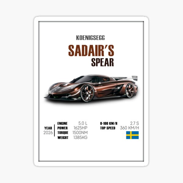 "Koenigsegg Sadair's Spear" Sticker for Sale by KRUGION | Redbubble