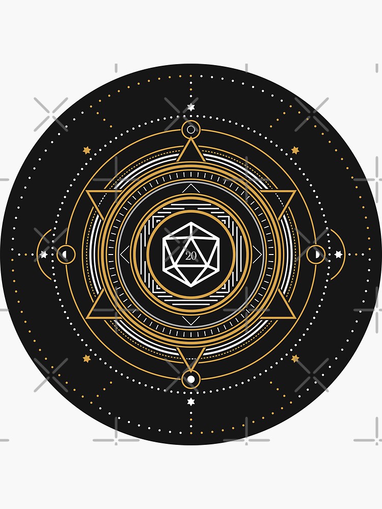 "Polyhedral D20 Dice Boho Geometric Symbols Tabletop RPG" Sticker for ...