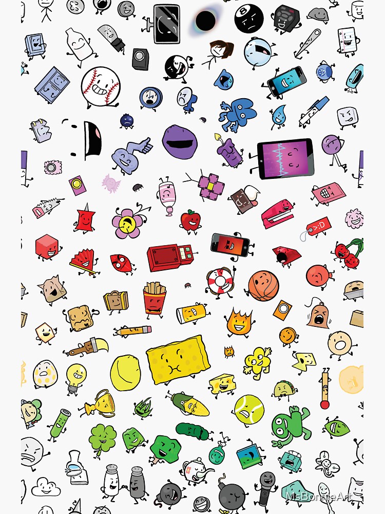 "BFDI Inanimate Insanity All Characters (Transparent Gradient)" Sticker ...