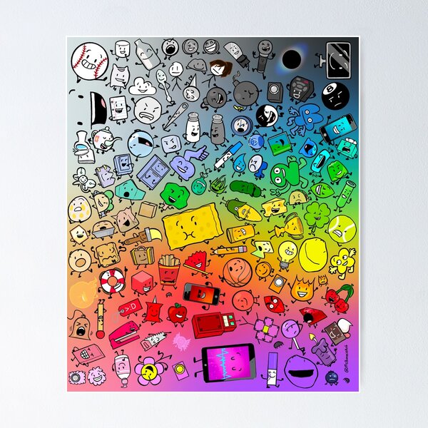"BFDI Inanimate Insanity All Characters (Rainbow)" Poster for Sale by ...