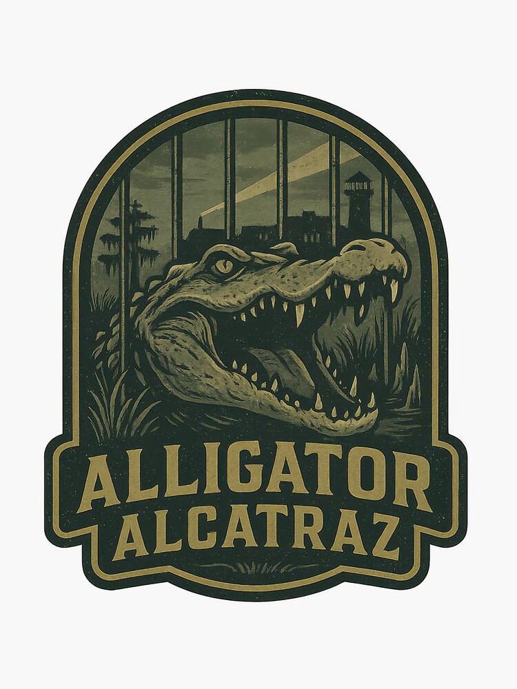 "Alligator Alcatraz Badge Graphic – Swamp Prison T-Shirt Clipart ...