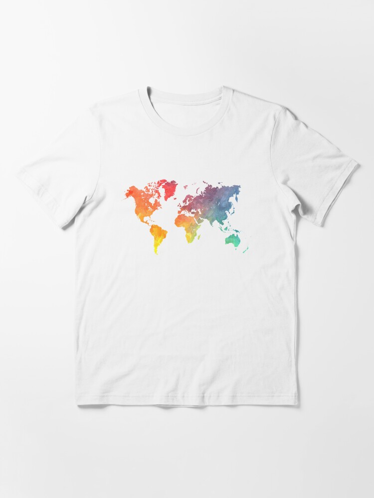 "Map of the world colored" T-shirt for Sale by JBJart | Redbubble | map ...