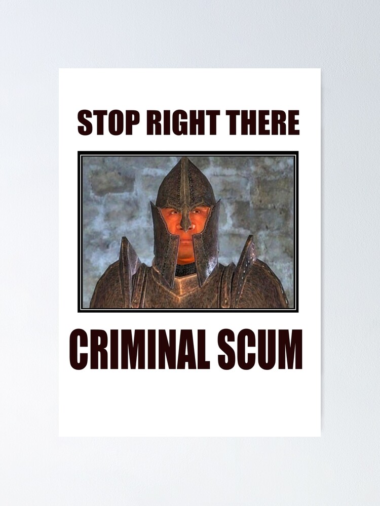 "stop right there criminal scum" Poster for Sale by Brownpants | Redbubble