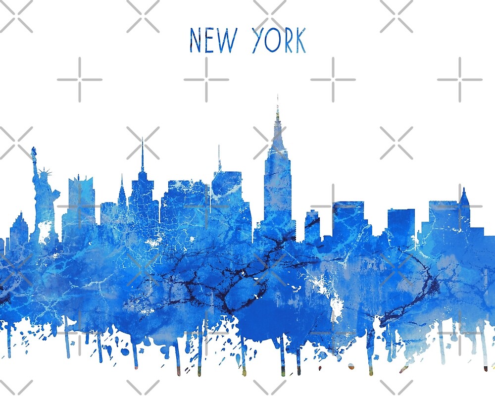 "New York, New York skyline, watercolor New York" by Rosaliartbook ...