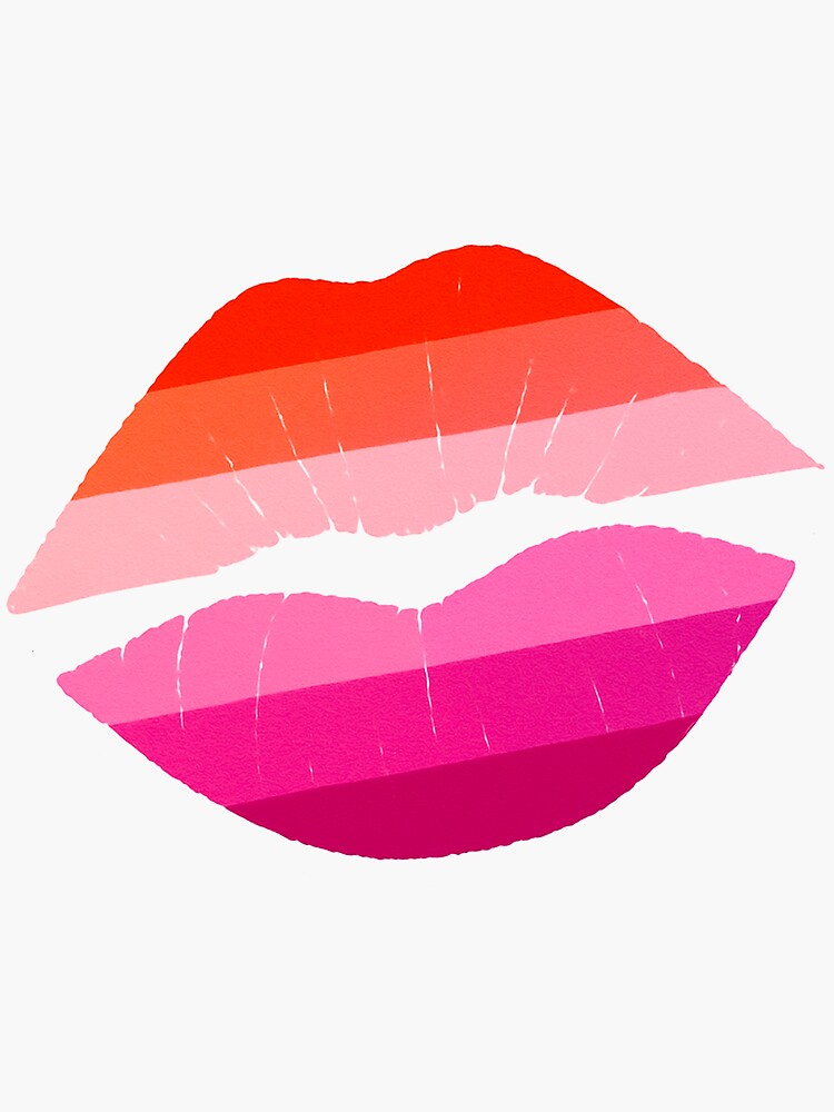 "Lesbian Pride Lipstick Kiss Sticker" Sticker for Sale by Her-XP ...