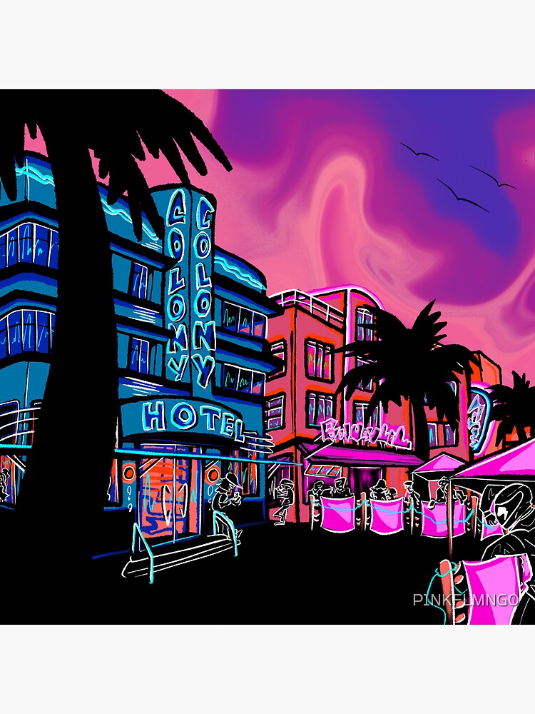 "Vaporwave Neon Miami Beach" Sticker for Sale by P1NKFLMNG0 | Redbubble