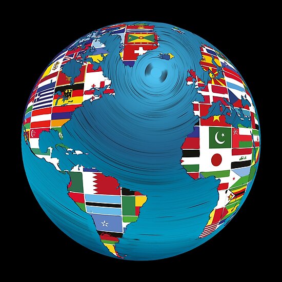 "World map globe earth globe country flags continents" Poster by ...