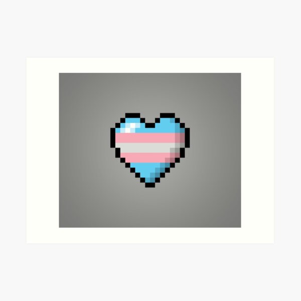 "Large Pixel Heart Design in Transgender Pride Flag Colors" Art Print ...