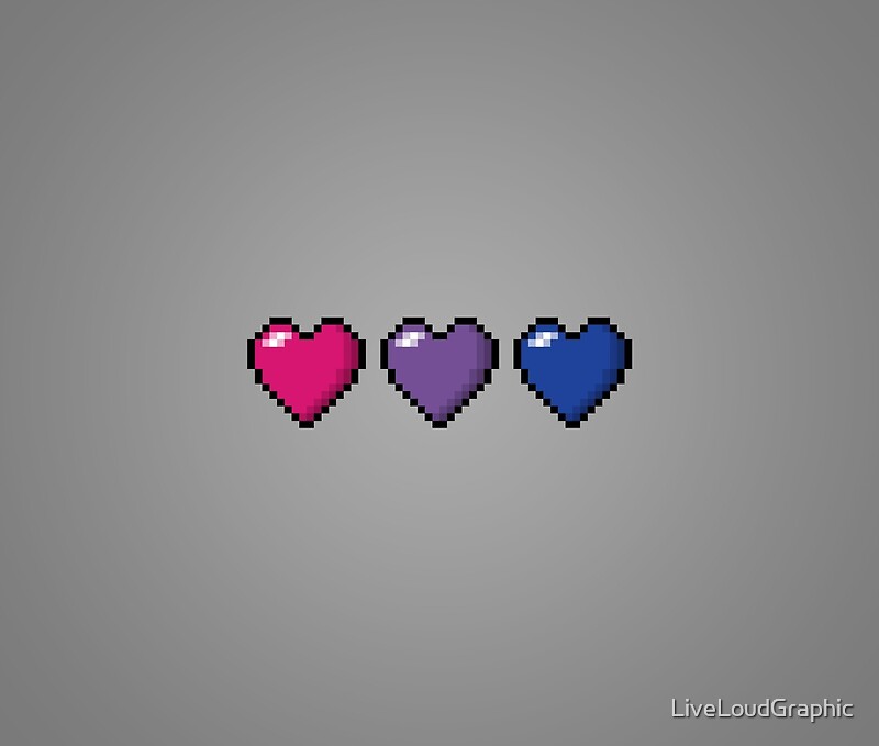 "Bisexual Pixel Hearts" by LiveLoudGraphic | Redbubble