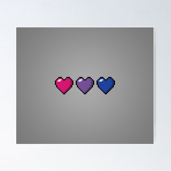"Row of Three Bisexual Pride Flag Pixel Hearts" Poster for Sale by ...