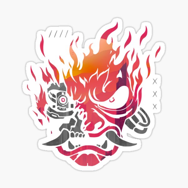 "Flaming Samurai Cyberpunk" Sticker for Sale by mustbewhy | Redbubble