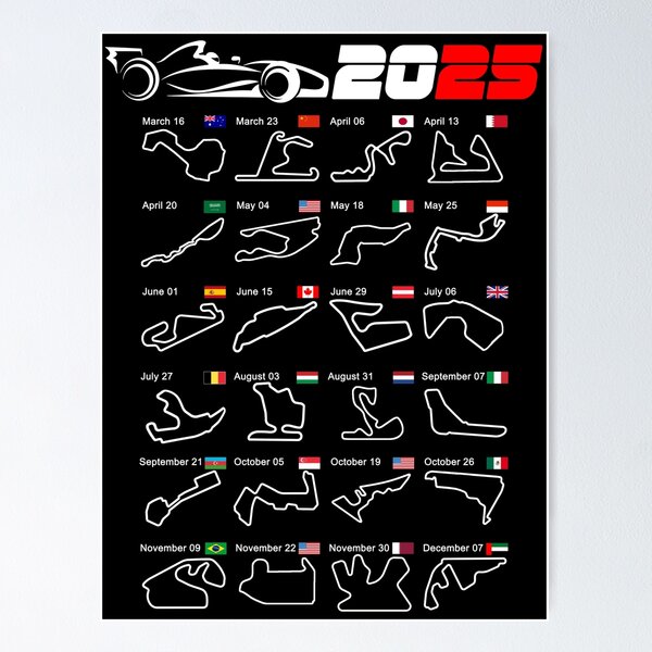 "Calendar Formula race cars 2025 circuits v2" Poster for Sale by ...