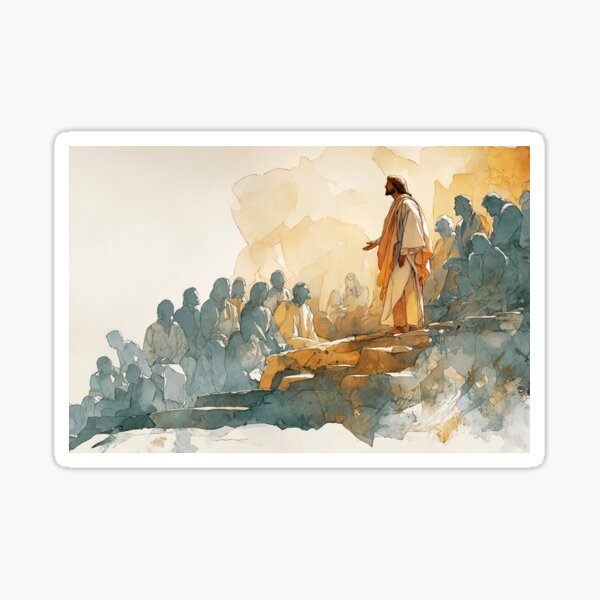 "Sermon on the Mount Art – Jesus Teaching" Sticker for Sale by ...