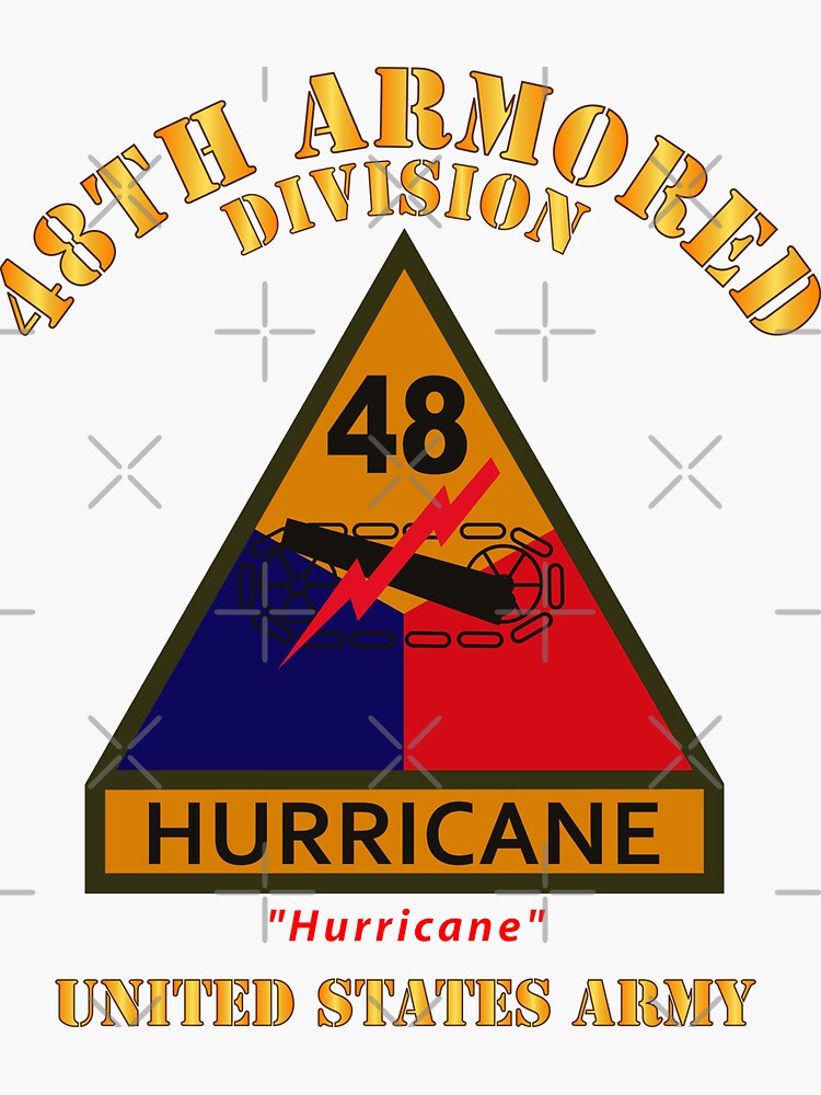 "Army - SSI - 48th Armored Division w Name Tape - Hurricane - US Army X ...